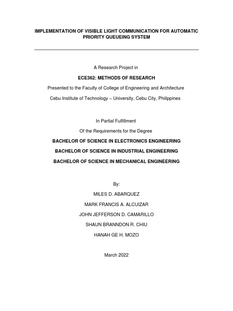 2122 2 MOR ECEW101 06 Final Paper ABARQUEZ | PDF | Focus Group | Light ...