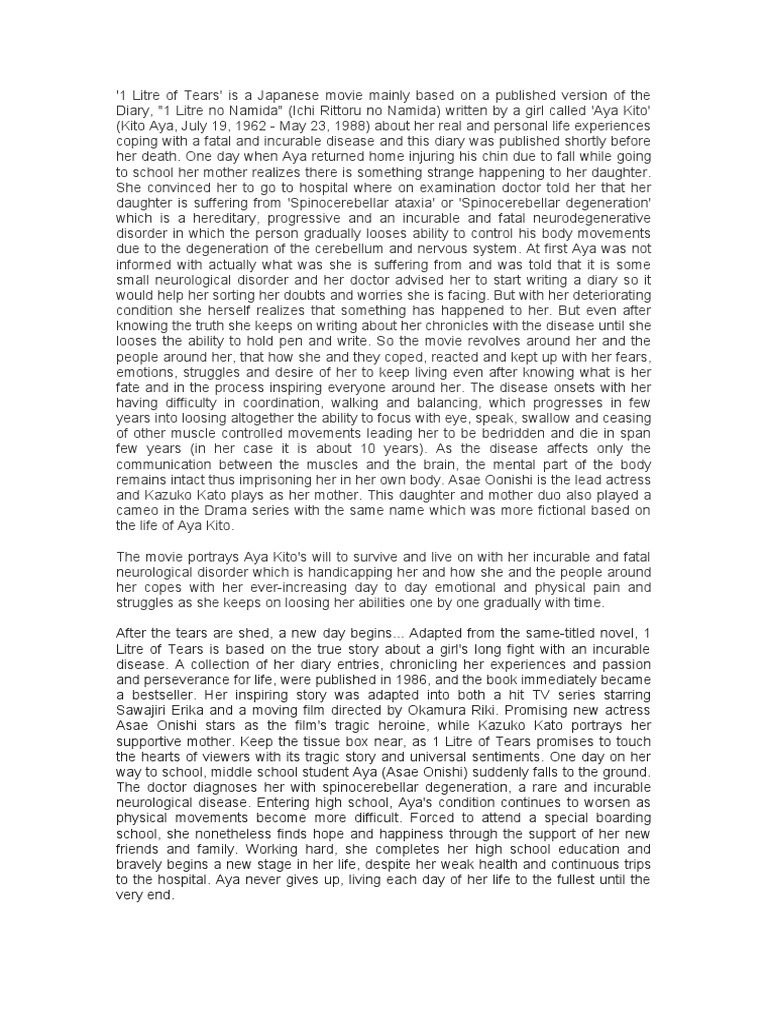 1 Litre of Tears | Download Free PDF | Human Diseases And Disorders ...