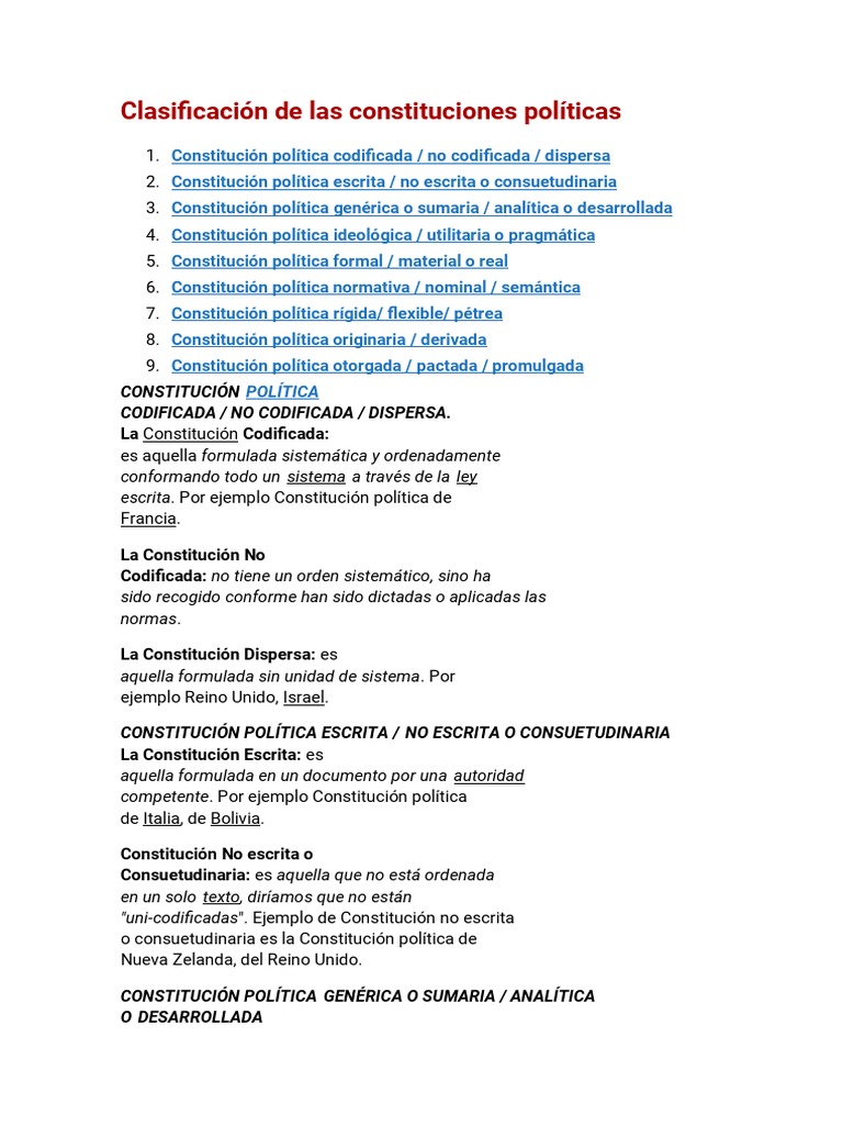 Clasificación de las constituciones políticas | PDF | Constitución | Justicia