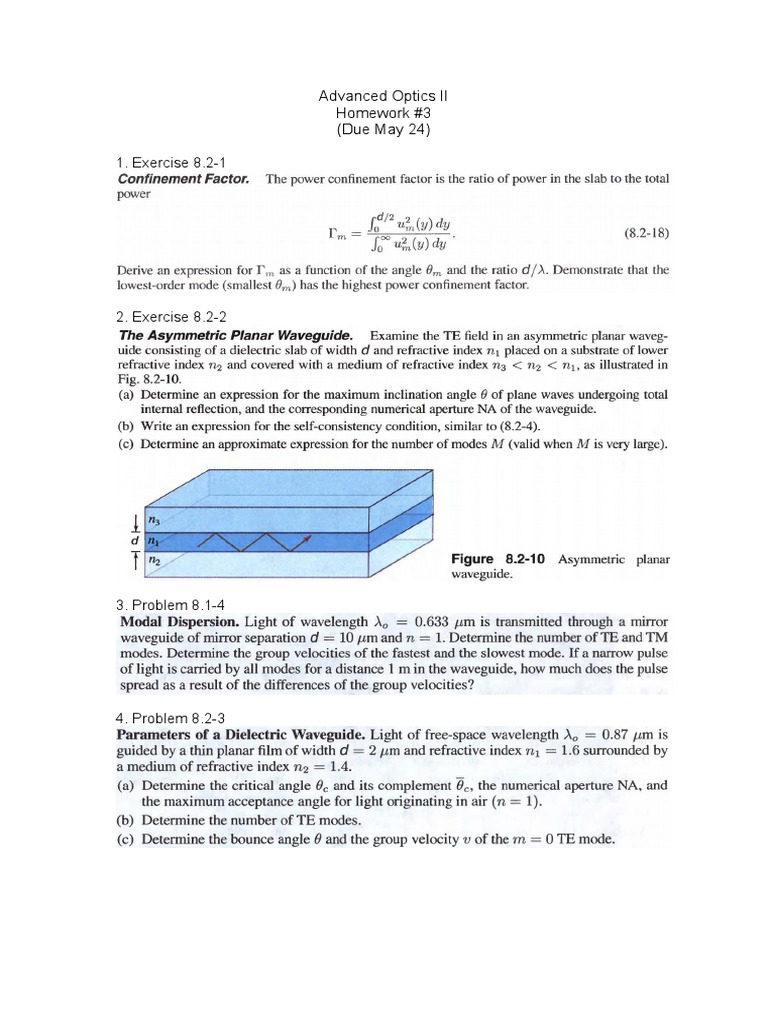 Exercise 8.2-1: Advanced Optics II Homework #3 (Due May 24) | PDF ...