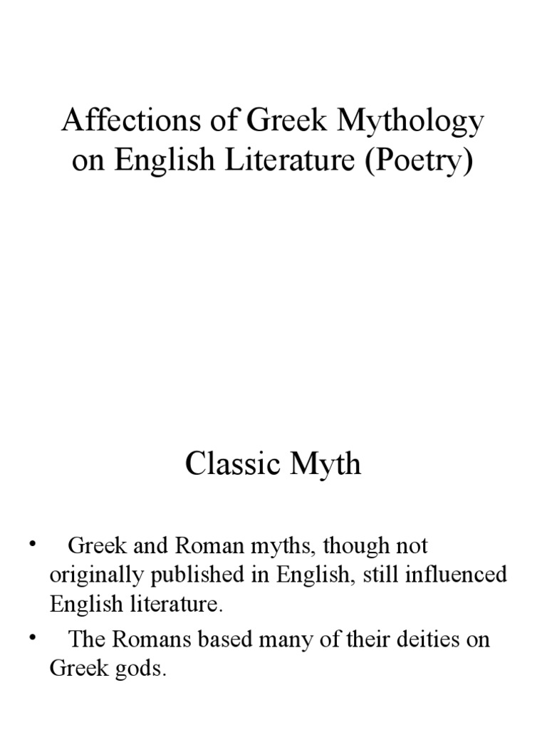 Affections of Greek Mythology On English Literature | PDF