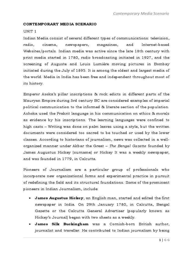 Contemporary Media Scenario | PDF | Copy Editing | Mass Media