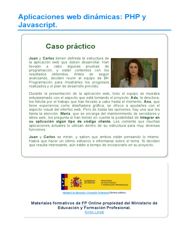 DWES07. - Aplicaciones Web Dinámicas - PHP y Javascript | PDF | Script Java | Servidor web