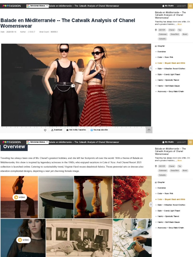 Balade en Méditerranée - The Catwalk Analysis of Chanel Womenswear | PDF | Fashion | Dress
