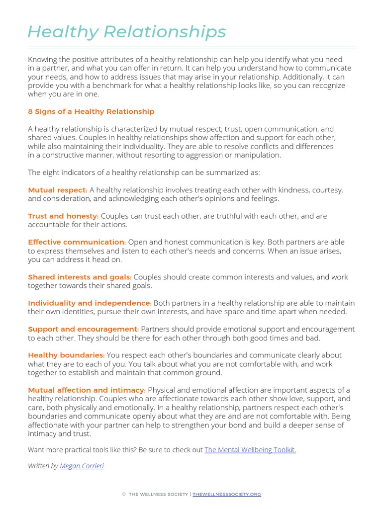 Healthy Relationships Worksheets | PDF | Communication | Behavioural ...