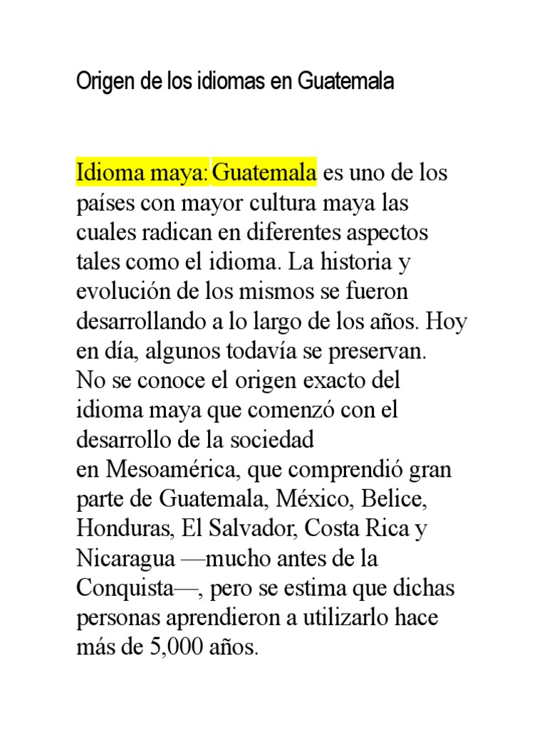 Origen de Los Idiomas en Guatemala | PDF Origen de Los Idiomas en Guatemala | PDF