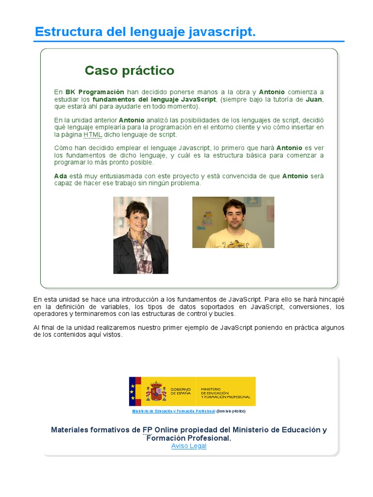 DWEC02. - Estructura Del Lenguaje Javascript | PDF | Script Java ... DWEC02. - Estructura Del Lenguaje Javascript | PDF | Script Java ...