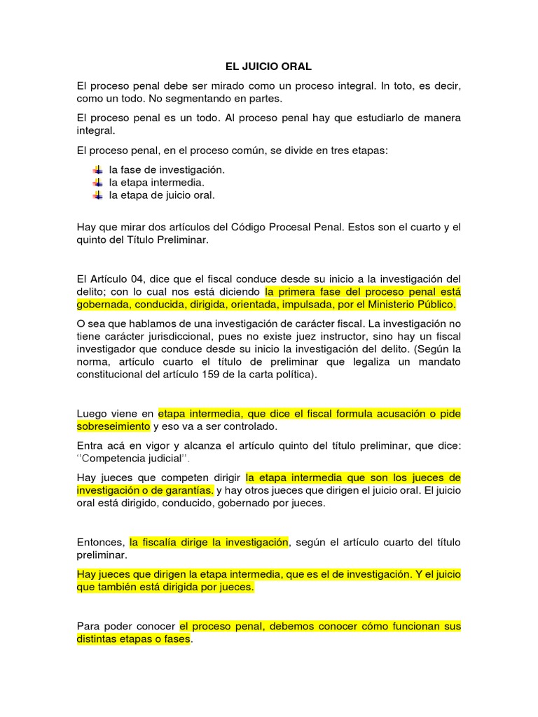 El Juicio Oral | PDF | Procedimiento Criminal | Sentencia (ley)