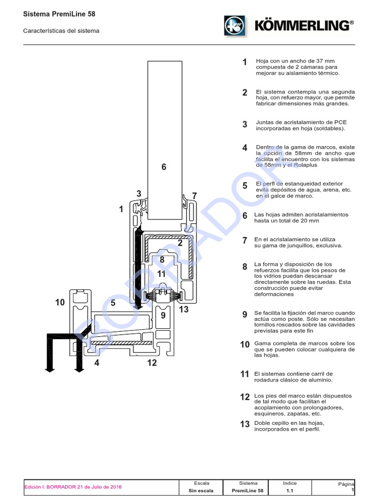 Sistema PremiLine 58: Características y Perfiles | PDF | Materiales de ...
