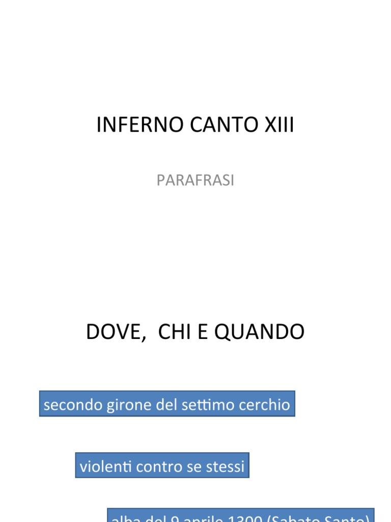 Inferno Canto Xiii Parafrasi | PDF