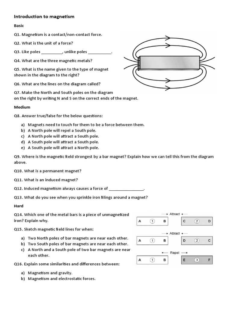 Magnetism Quiz for Students | PDF | Teaching Methods & Materials ...