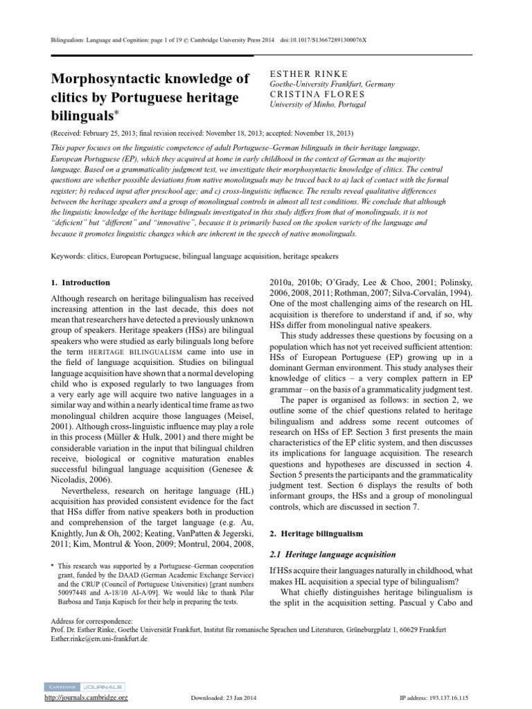 Rinke - Flores BLC - FirstView | PDF | Multilingualism | Language ...
