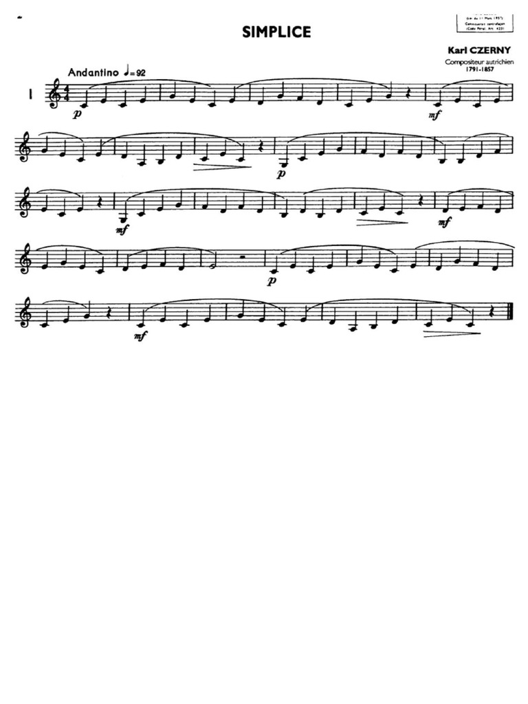 Partitura Facil Simplice 1er Elemental | PDF