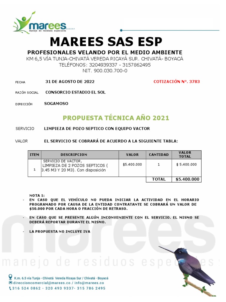 Cot Vactor 3783 Consorcio Estadio El Sol | PDF