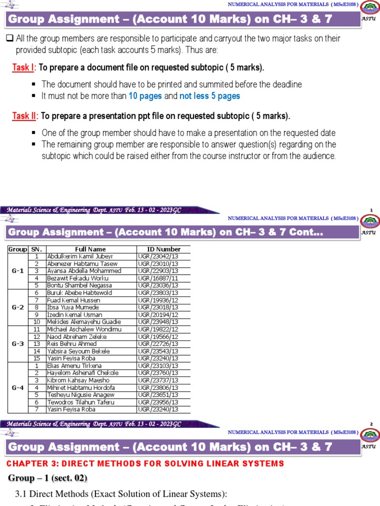 Numerics GROUP ASSIGNMENT #1 | PDF | System Of Linear Equations | Algorithms And Data Structures