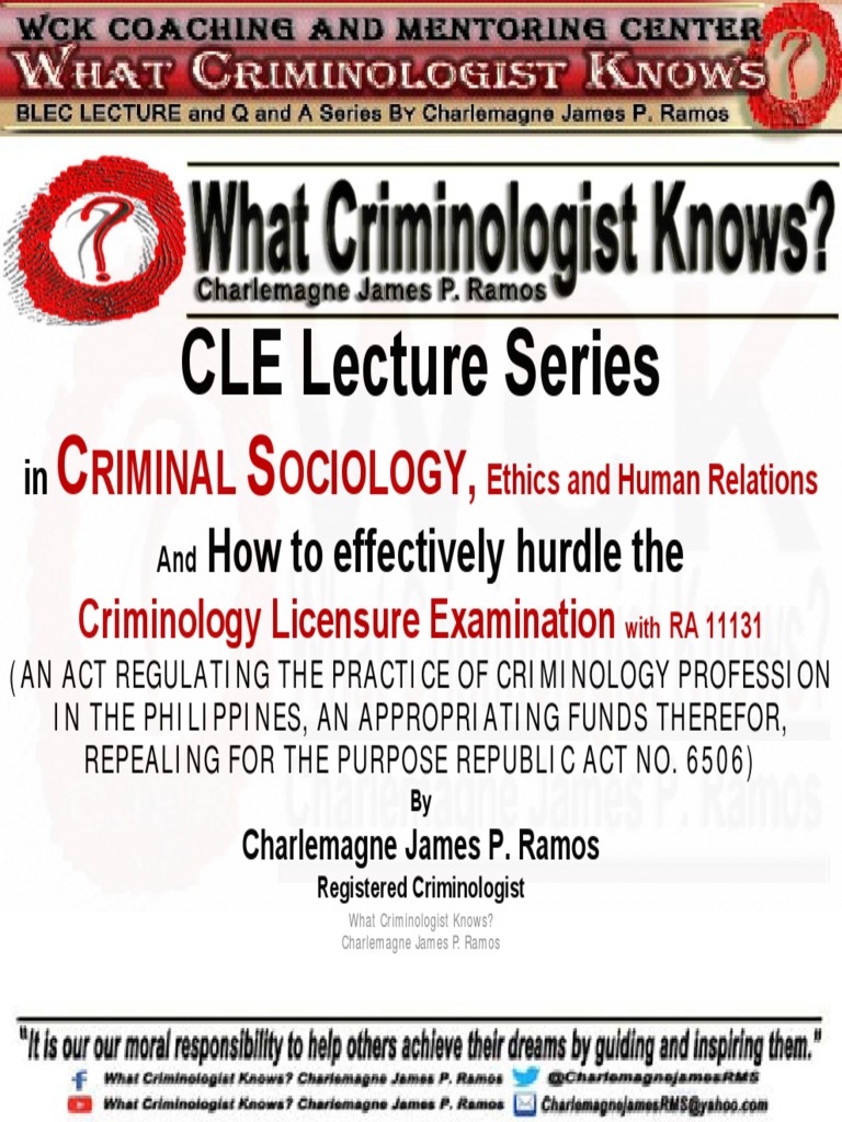Comprehensive Lecture Series in Criminal Sociology by Charlemagne James ...