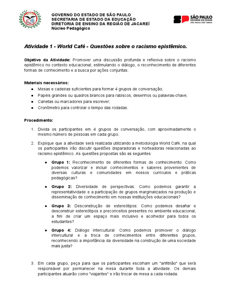 Atividades ERER e Conviva | Descargar gratis PDF | Pedagogia | Racismo