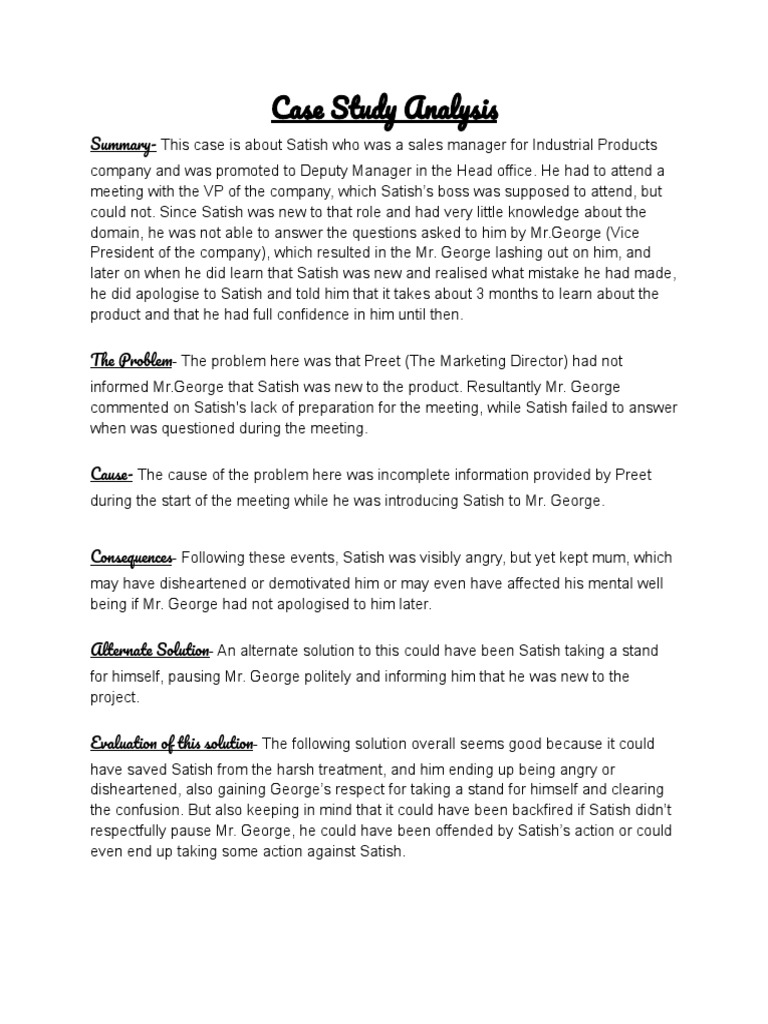 Case Study Analysis Pdf Cognitive Science Cognition