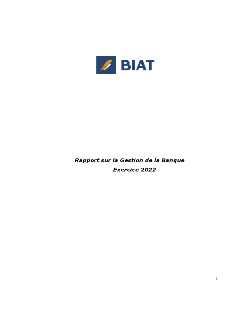 Rapport Biat 2022 | PDF | Banques | Salle de marchés