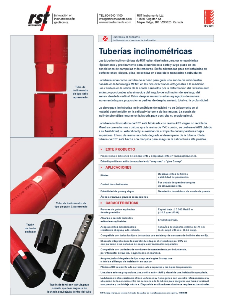 Inclinometer Casing ICB0049B - SPAN | PDF | Tubería (transporte de ...