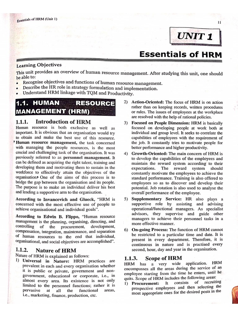 HRM Unit 1 and Unit 2 PDF | PDF