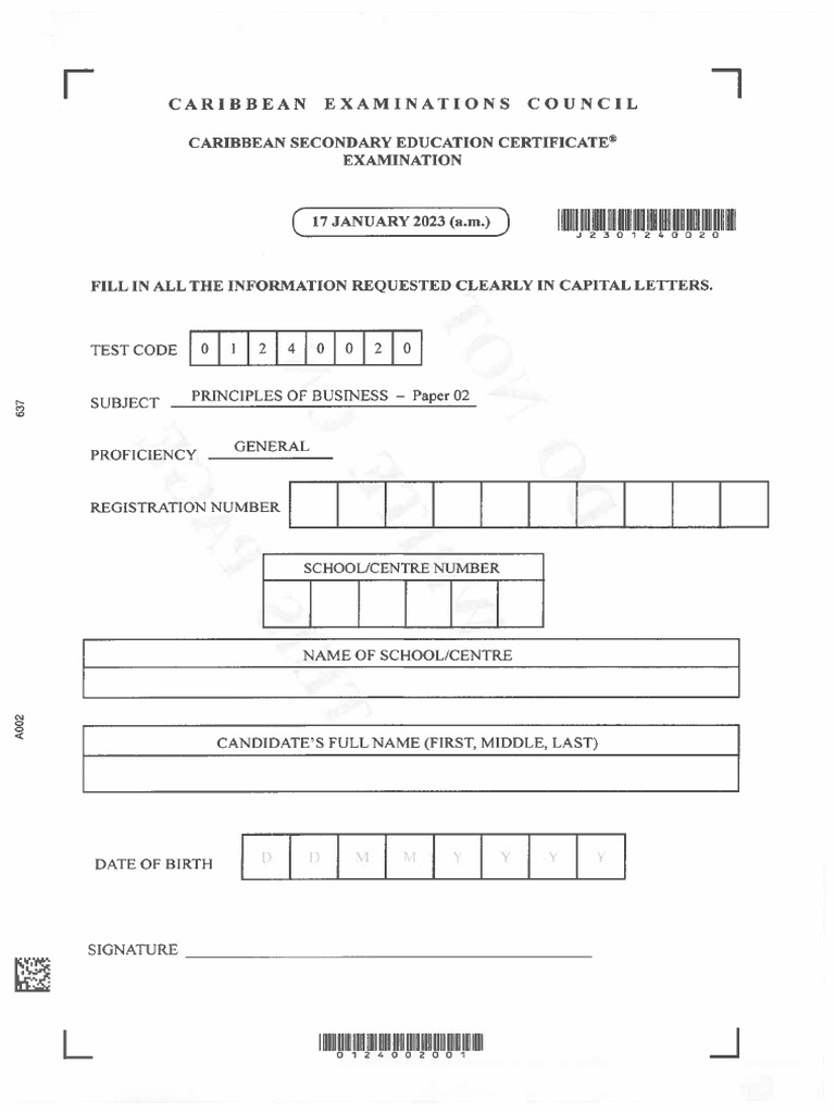 Principles of Business Paper 02 Jan 2023 Csec - 230524 - 141729 | PDF