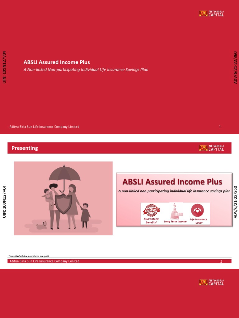 ABSLI Assured Income Plus V04 _Presentation | PDF | Insurance | Life Insurance