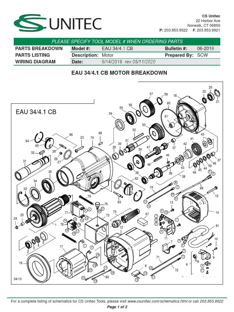 EAU 34/4.1 CB Motor Parts Breakdown | PDF | Electrical Connector ...