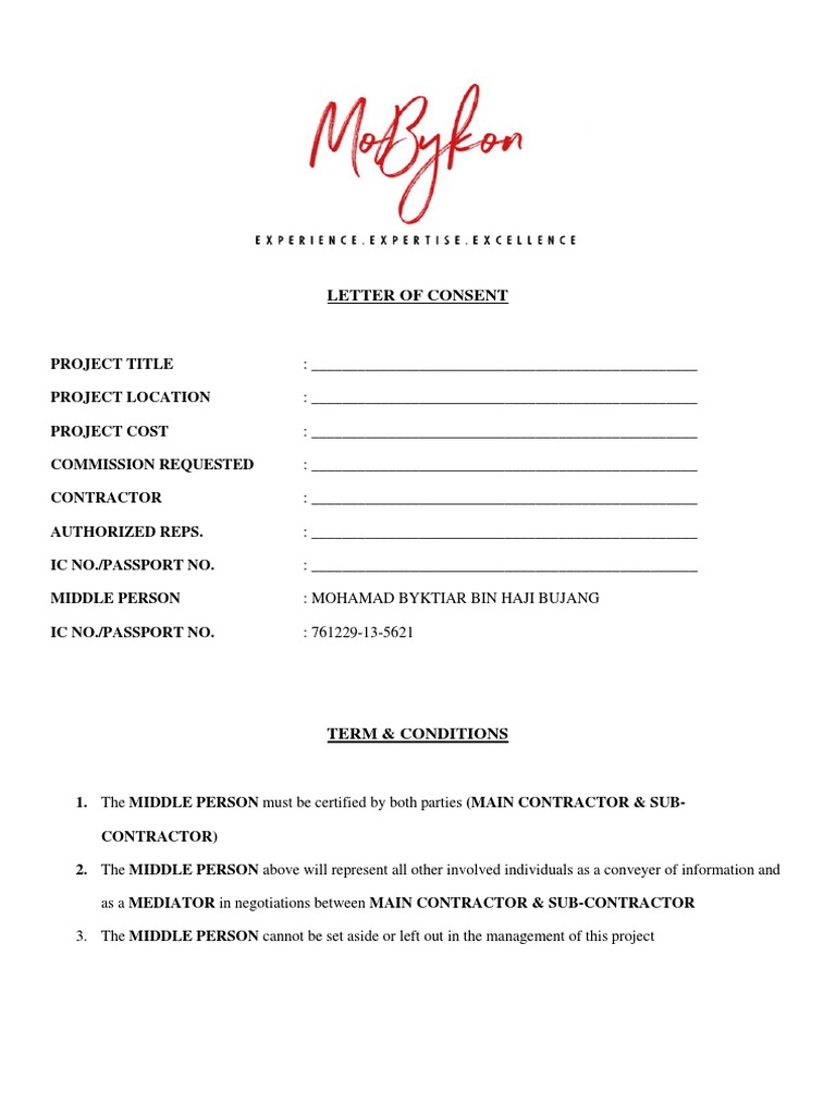 LETTER OF CONSENT (PROJECT) ENGLISH | PDF