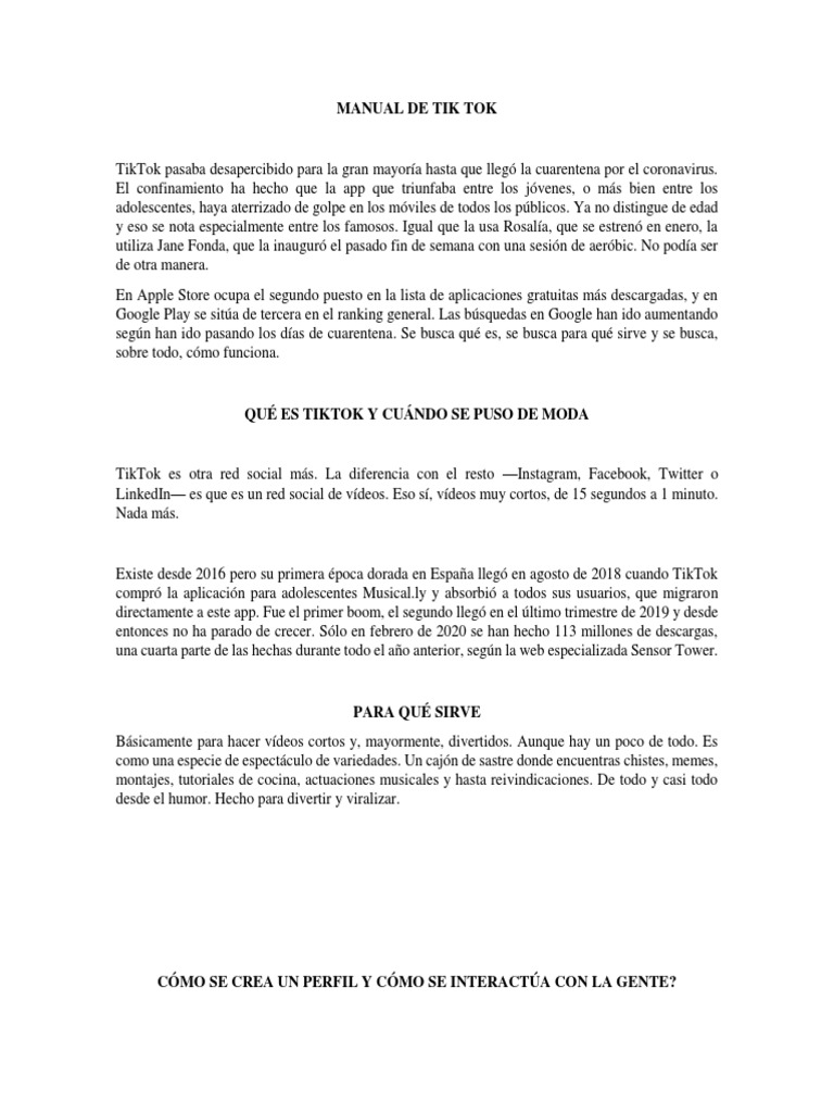 Manual de Tik Tok | PDF | Aplicación movil