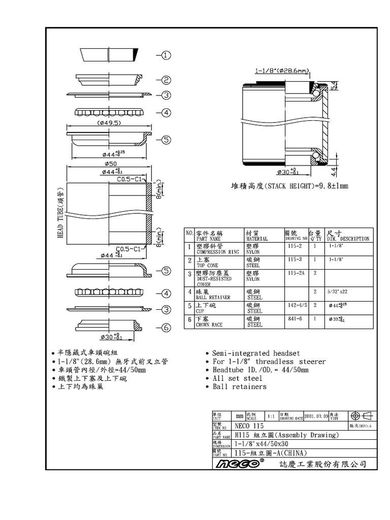 Neco h115 1 1 8 Combinationchart | PDF