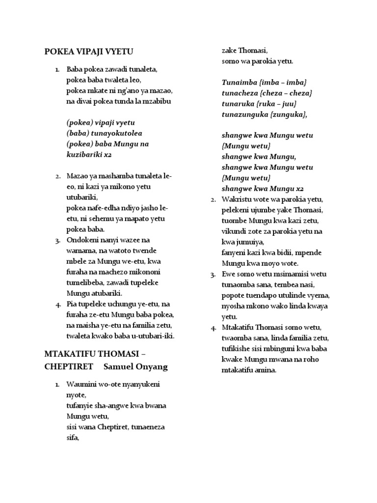 Pokea Vipaji Vyetu | PDF