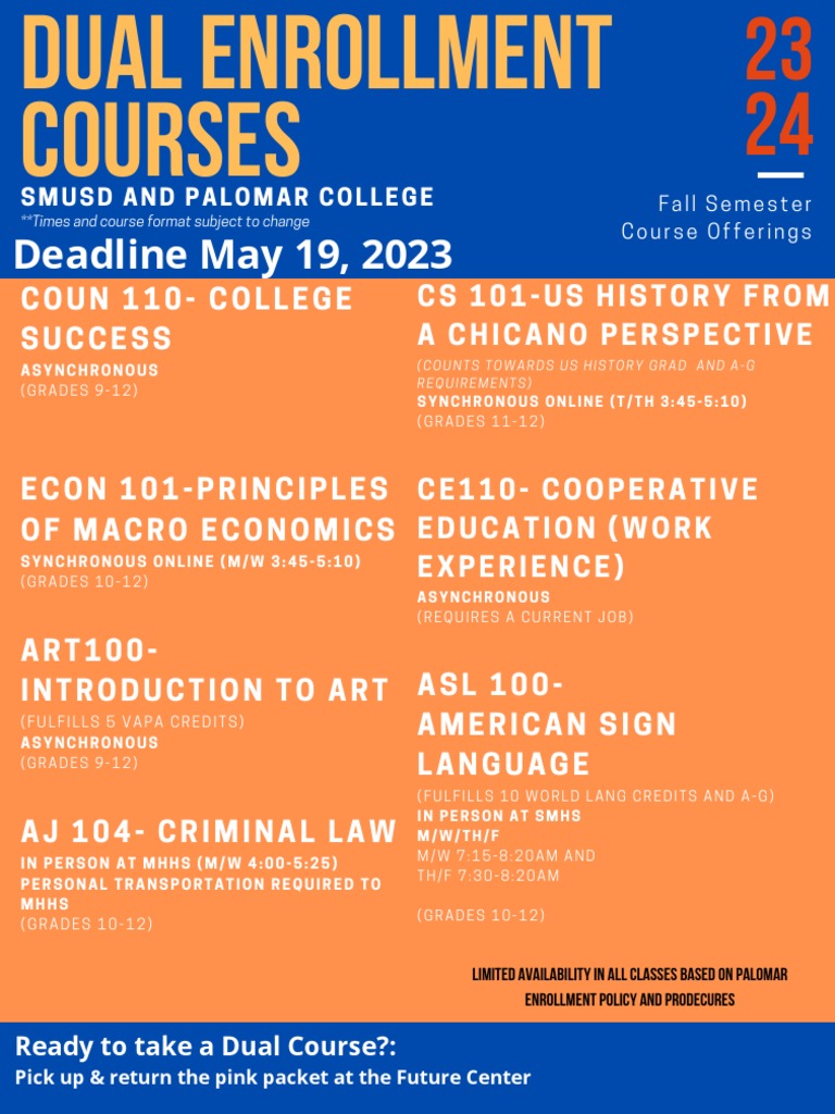 Dual Enrollment Fall 23 Courses | PDF