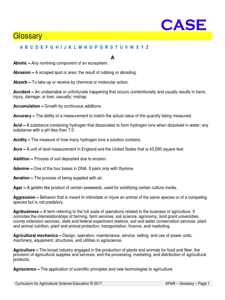 AFNR Glossary | PDF | Home & Garden | Science & Mathematics