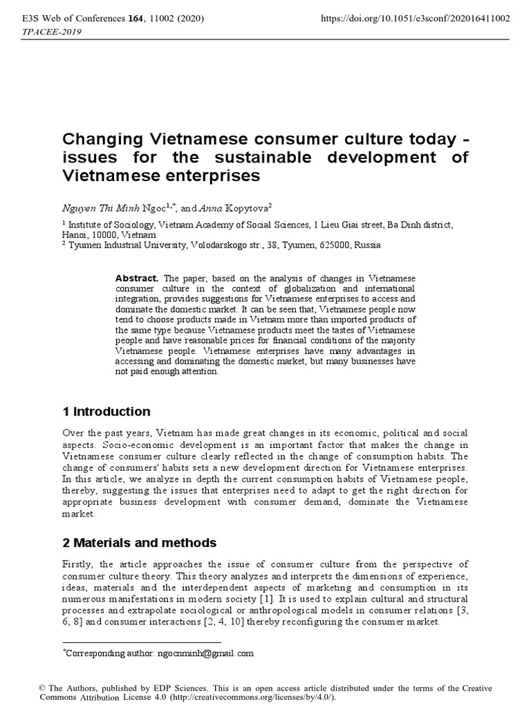 Vietnamese Consumer Culture Shift | PDF | Product (Business) | Goods
