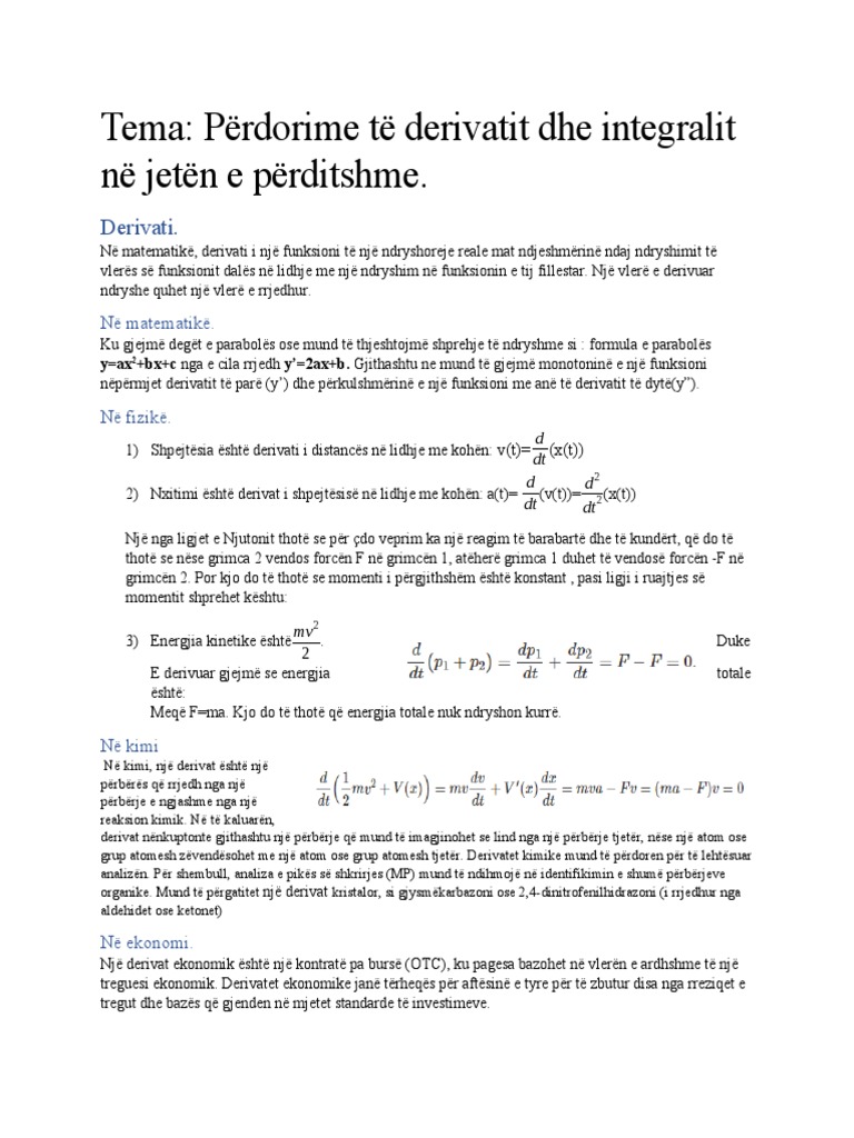 Derivati Dhe Integrali | PDF