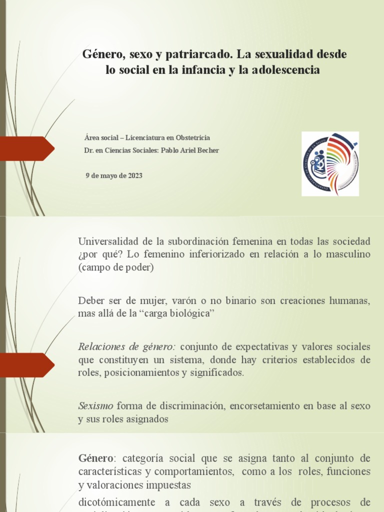 Clase 5 y 6 Genero, Sexo, Masculinidades y Patriarcado | PDF | Género | Estudios de género