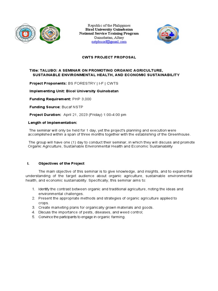 BS Forestry - I F - Proposal 4 | PDF | Organic Farming | Agriculture