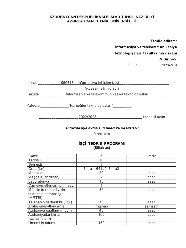 İAÜS Sillabus 2023 Yeni | PDF