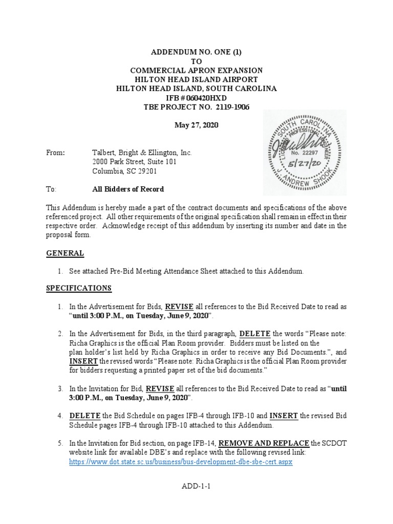 1906 Addendum One | PDF | Road Surface | Concrete