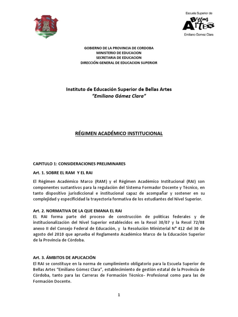 R.A.I. ESBA Emiliano Go769mez Clara | PDF | Educación más alta | Evaluación