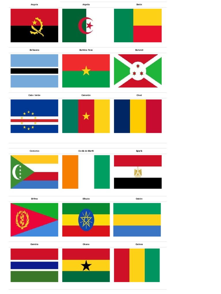 Banderas de África y Asia con nombres | PDF | Asia | Oriente Medio