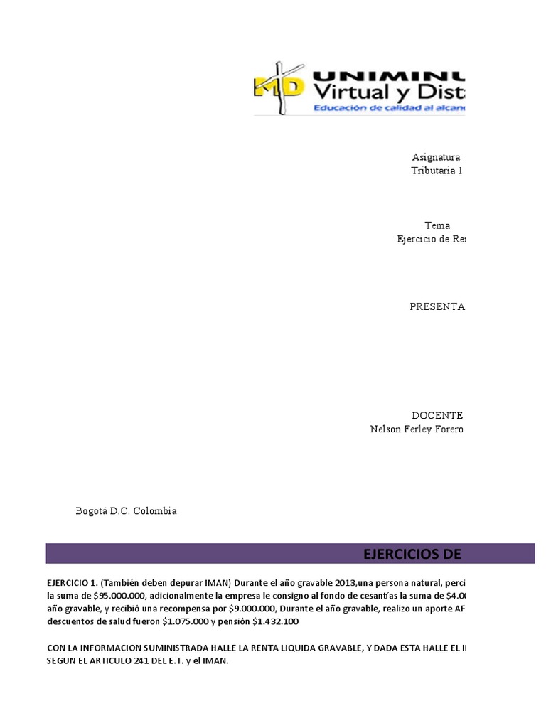 Ejercicio de Renta | PDF | Economias | Finanza pública Ejercicio de Renta | PDF | Economias | Finanza pública