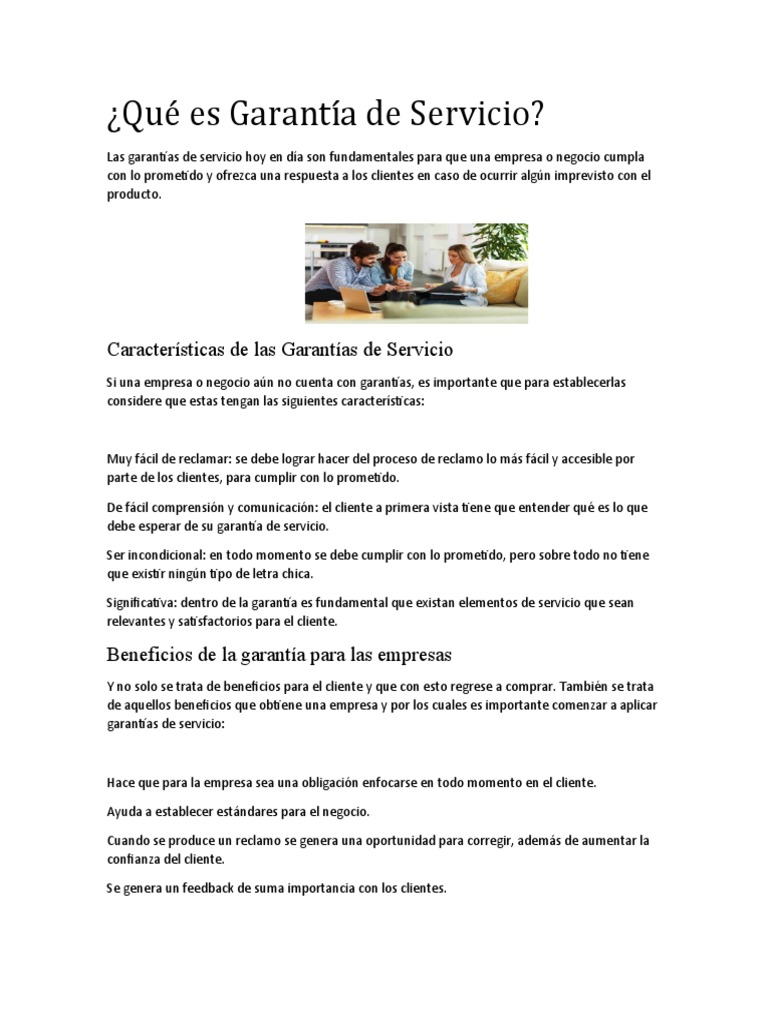 Qué es Garantía de Servicio | PDF