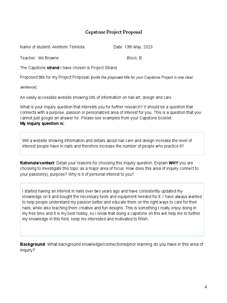 My Capstone Final Project Proposal | PDF | Mentorship | Communication