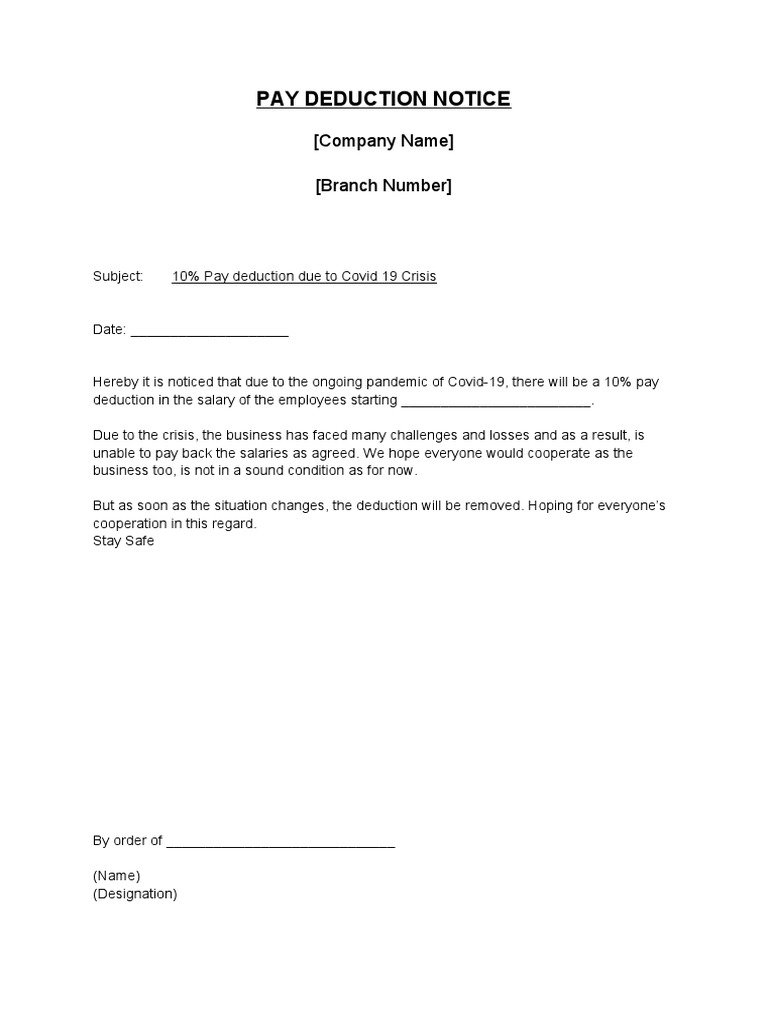 HD Covid 19 Pay Deduction of Employees Notice | PDF