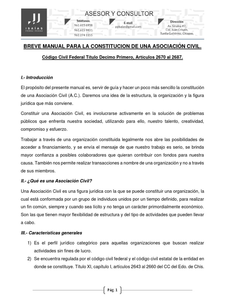 Constitucion de Una Asociación Civil | PDF
