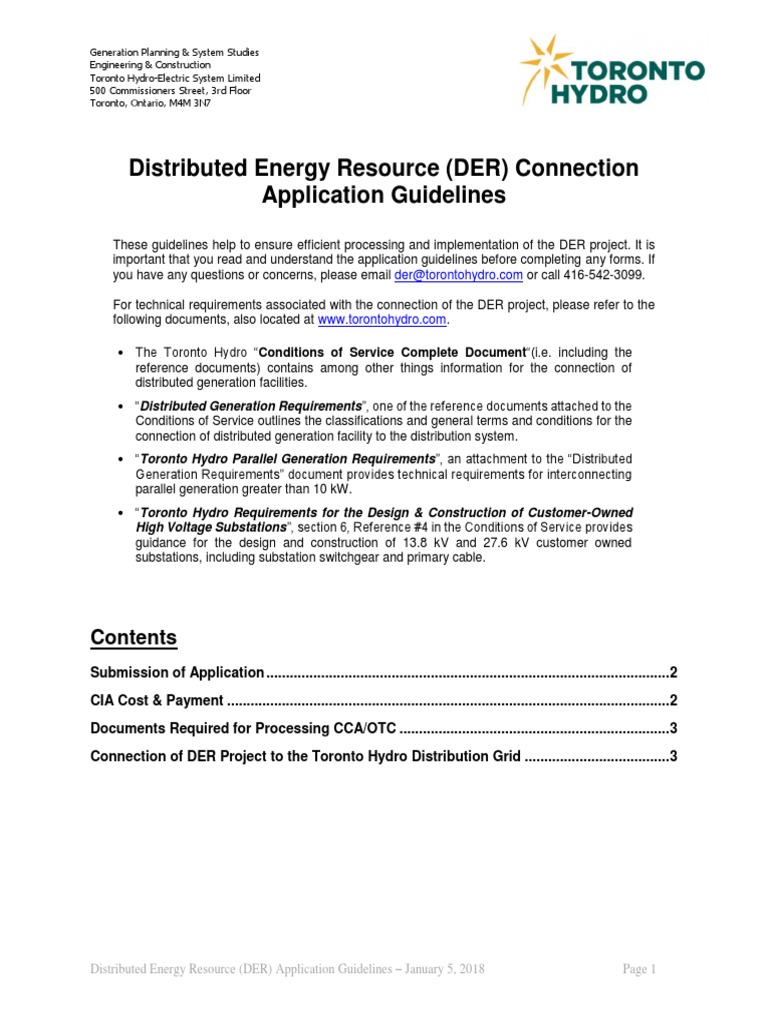 Distributed Energy Resource (DER) Connection Application Guidelines ...
