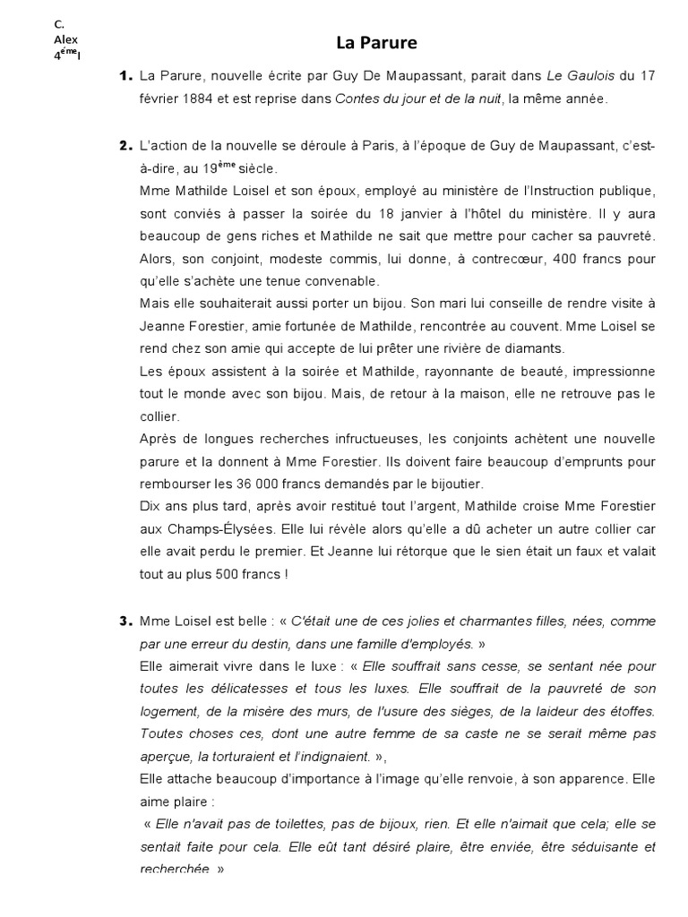 La Parure Réponses | PDF