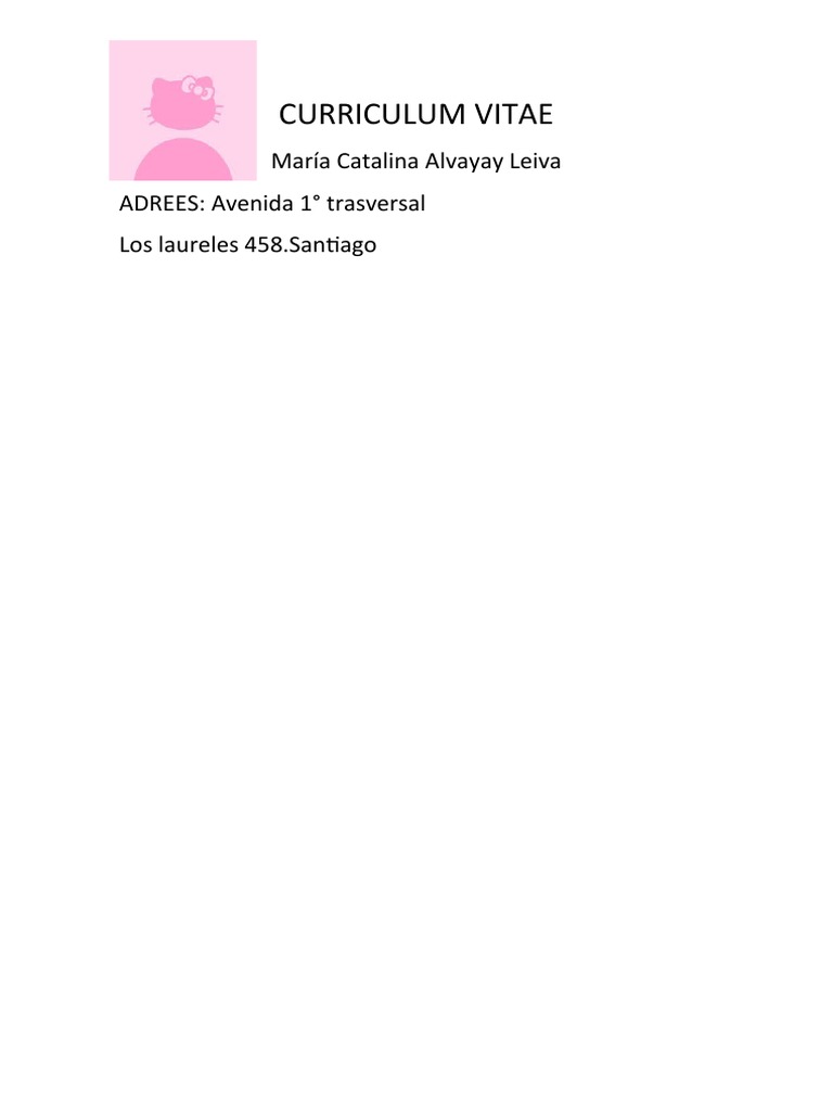 CURRICULUM VITAE Hello Kitty | PDF